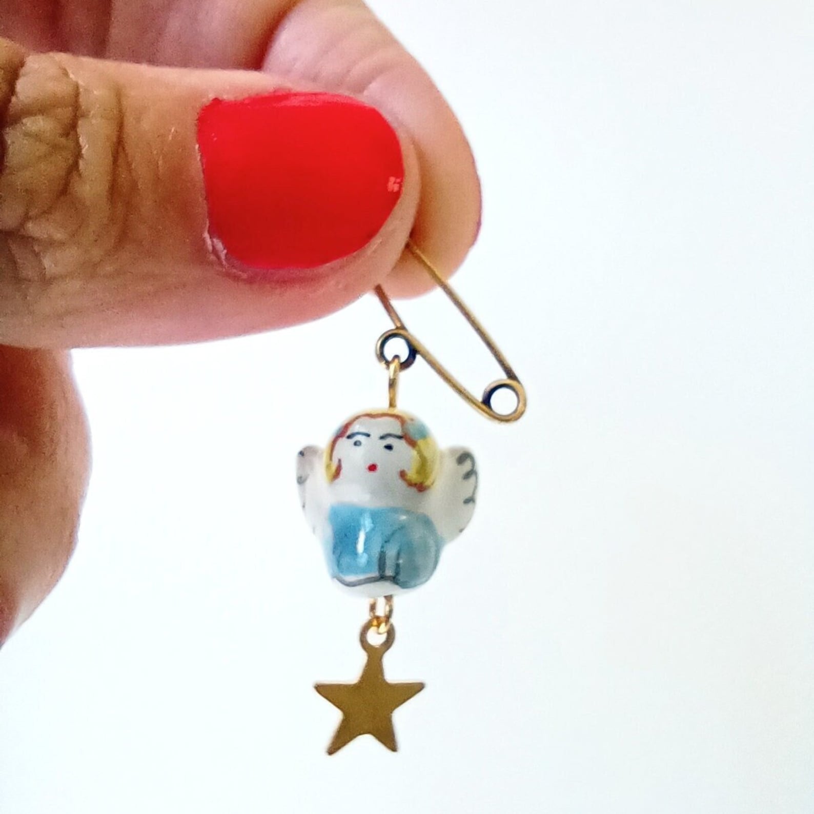 Guardian Angel Pin - Ceramic Angel, Ceramic Jewelry, Small Angel, Angel ...