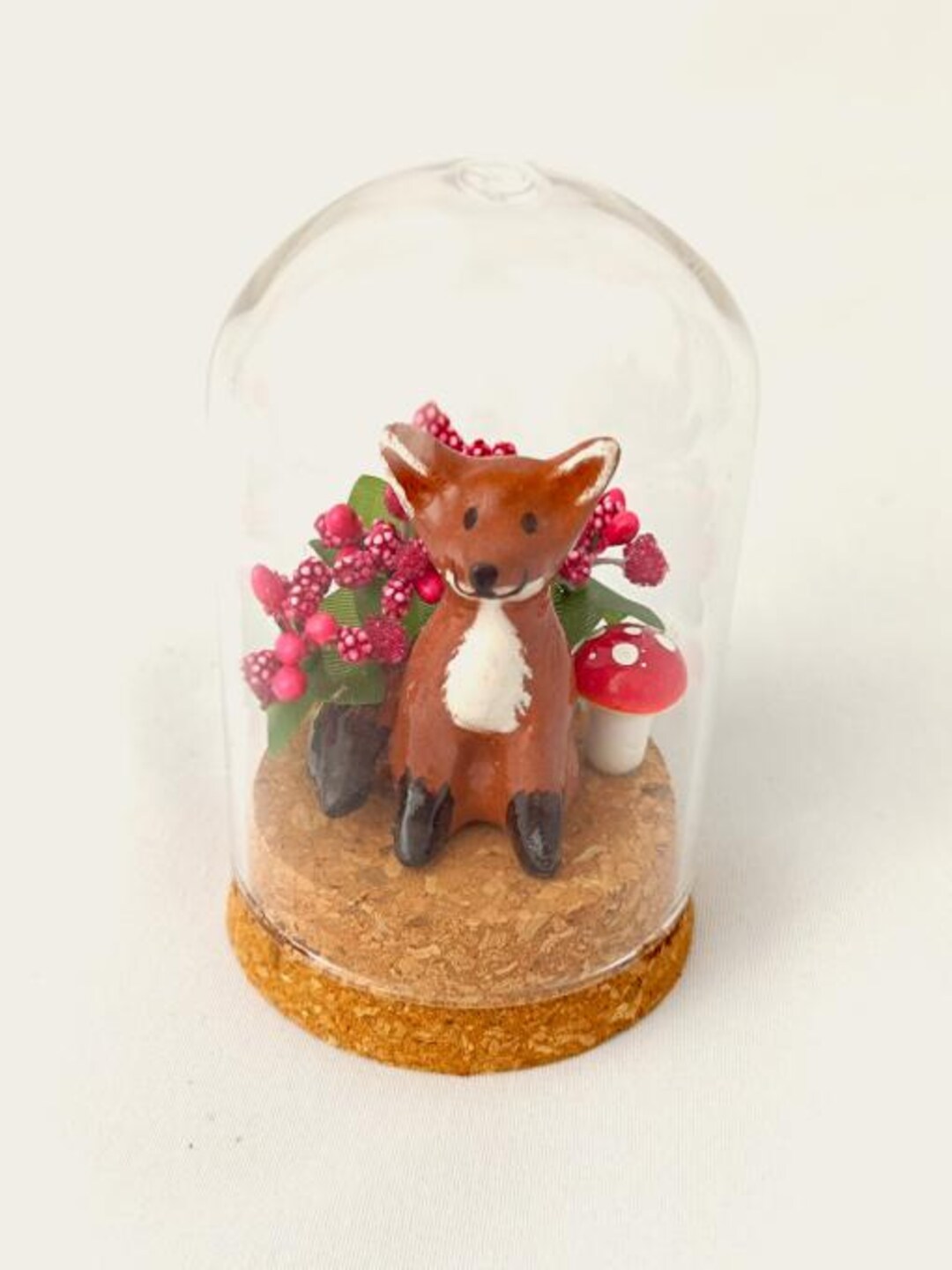 Fox in the Red Berries Garden Ceramic Fox in a Bell Jar Fox Decor - Etsy