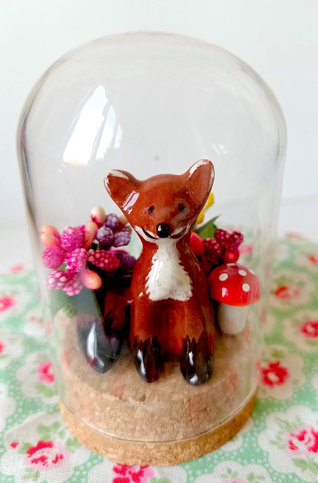 Fox in the Garden - Ceramic Fox in a Bell Jar - Fox Decor - Small Size ...