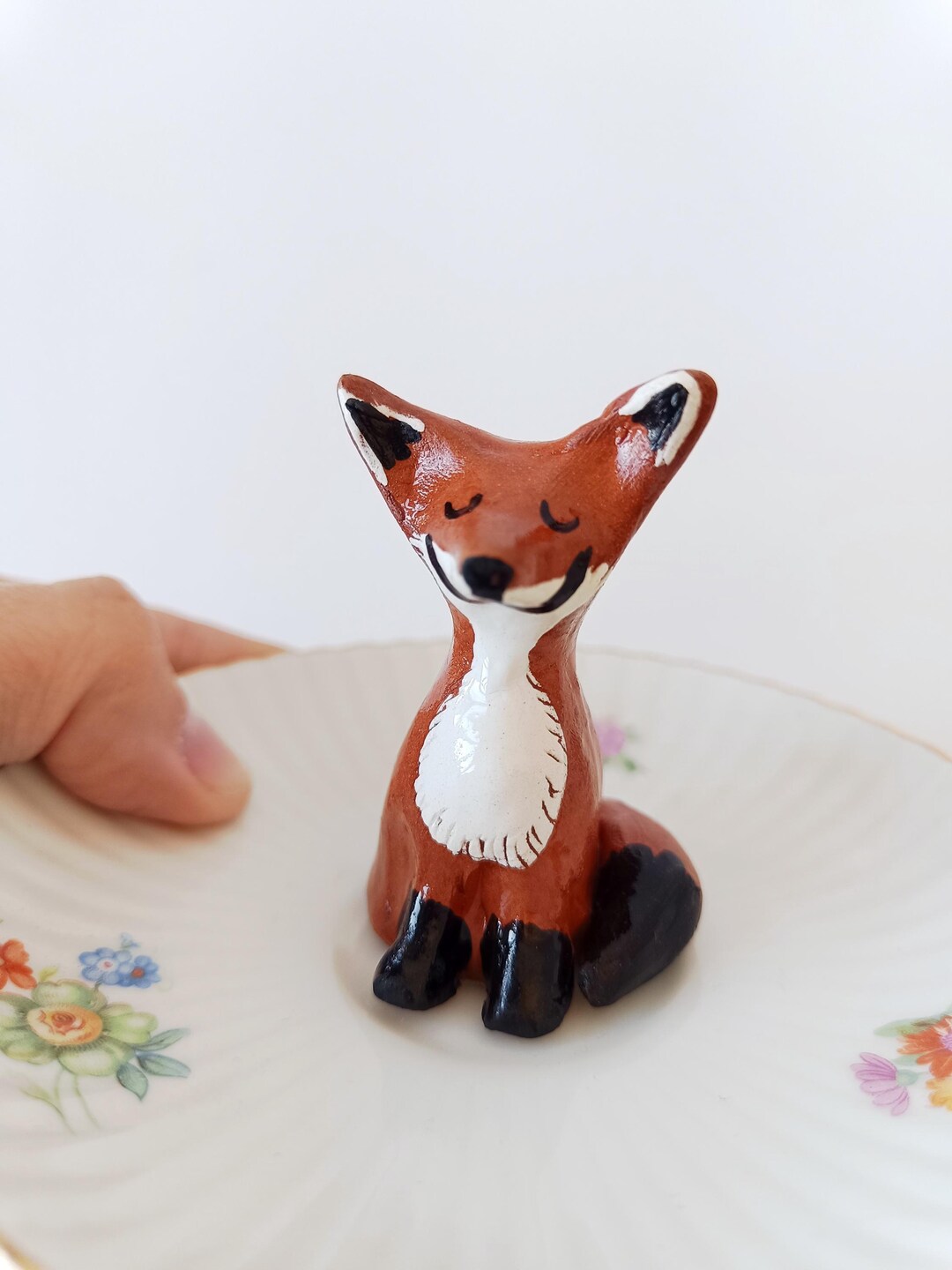 Fox Dish, Ceramic Ring Dish, Ceramic Fox, Vintage Dish With Red Fox ...
