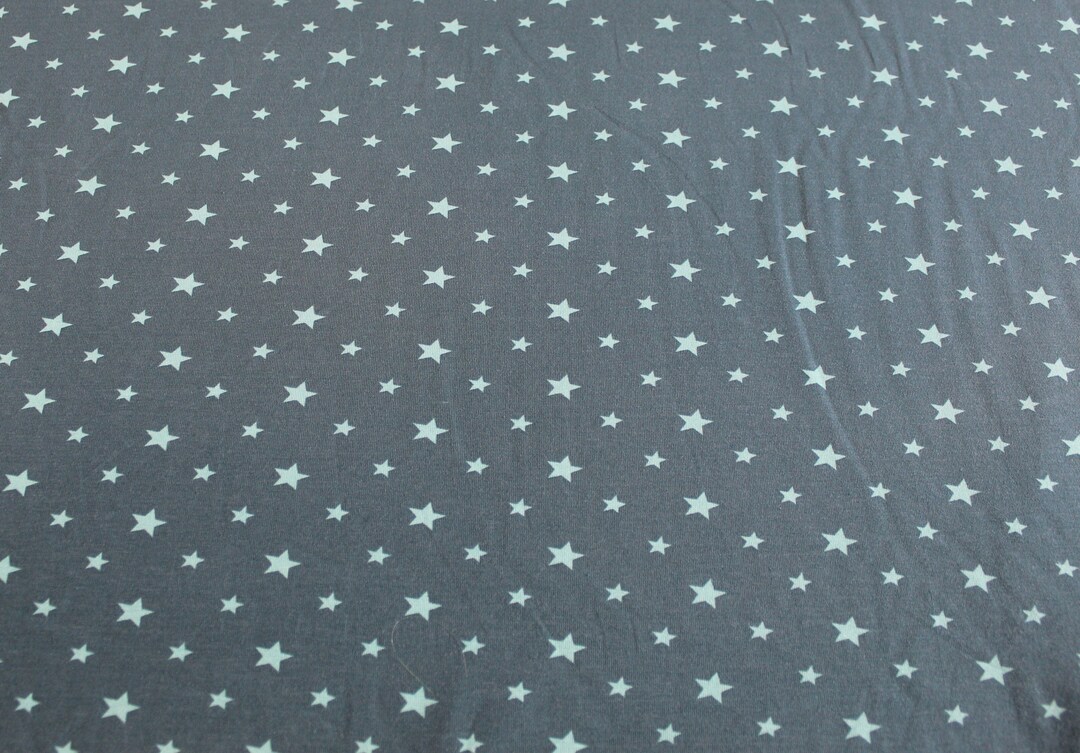 Blue Stars Print Cotton Jersey Fabric - Etsy