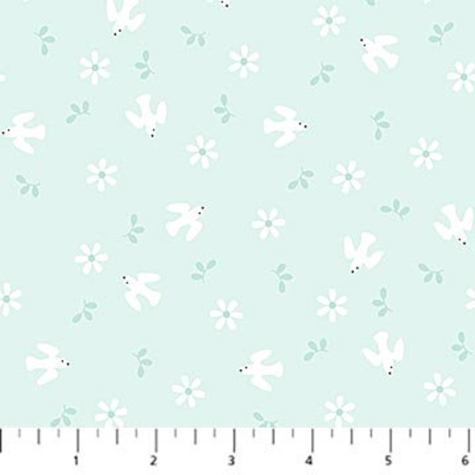 Hello Little One Doves on Pale Green Fabric | Etsy