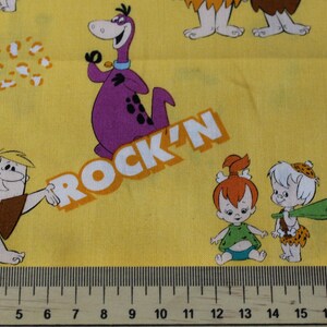 The Flintstones on Yellow Fabric - Etsy UK
