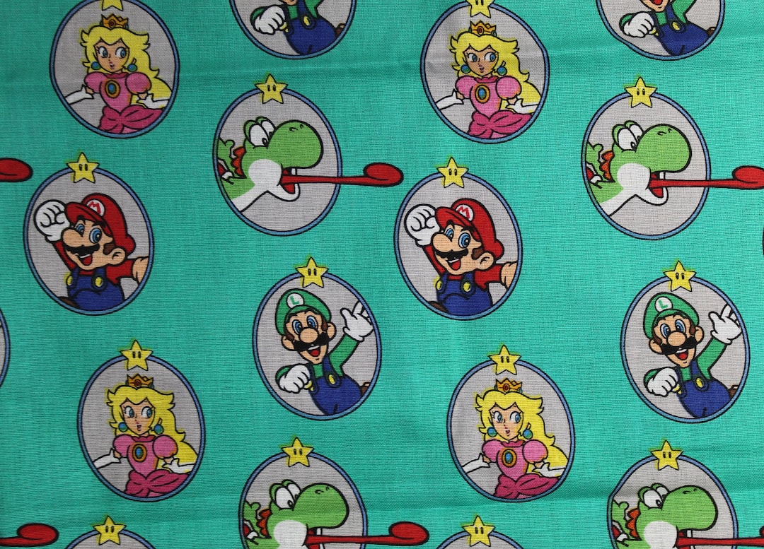 Super Mario 'mario Badges ' Fabric - Etsy