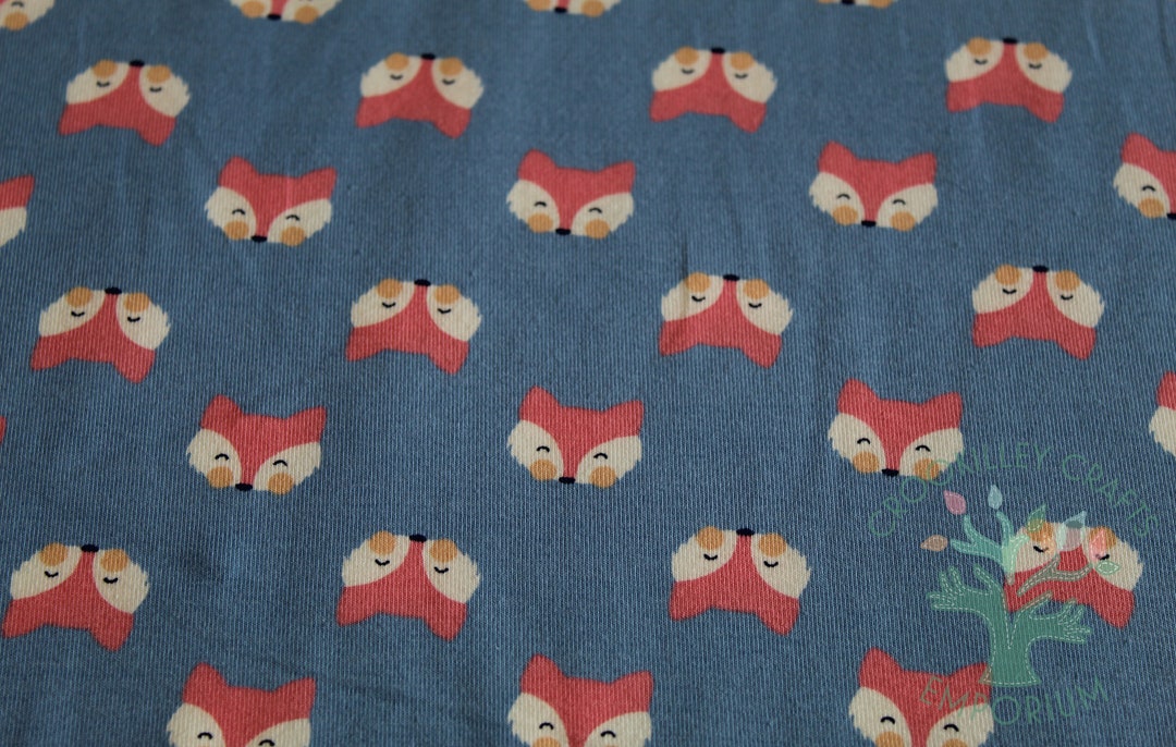 Fox Head Print Cotton Jersey Fabric - Etsy UK