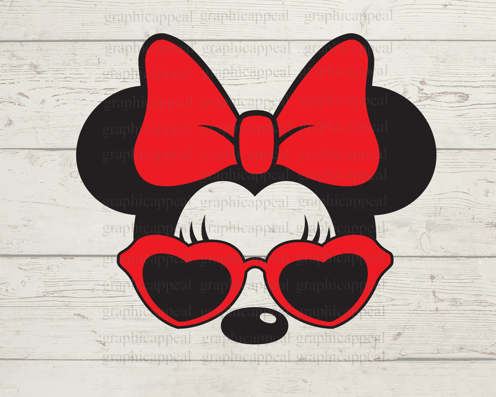 Minnie With Heart Sunglasses SVG Red Hairbow Aviator Head - Etsy