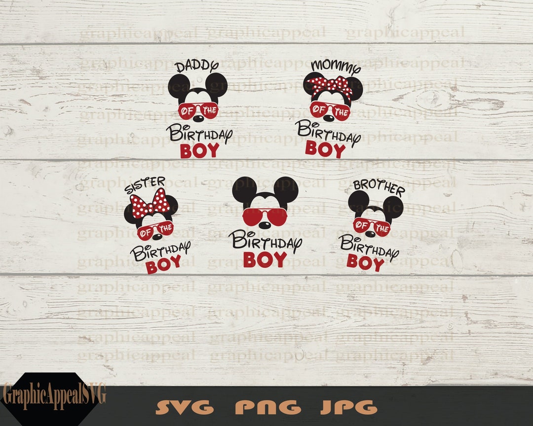 Mickey Birthday Family Bundle Svg, Matching Family, Birthday Boy ...