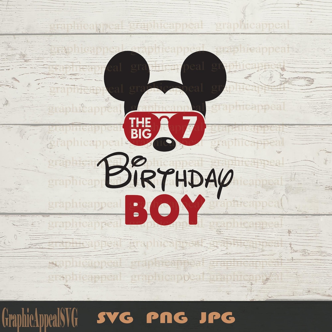 7th Birthday Mouse SVG: Birthday Boy Sunglasses Clipart (digital ...