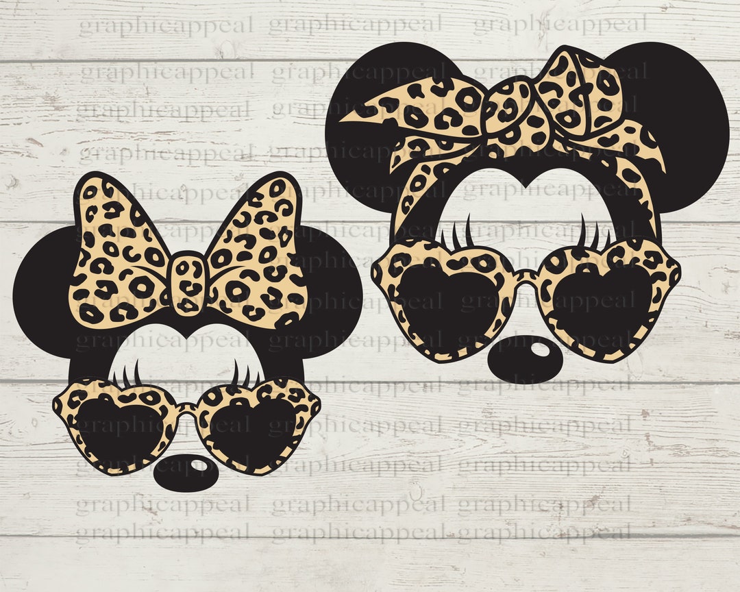 Minnie Leopard Print SVG Bundle: Heart Sunglasses, Bandana, Hairbow ...