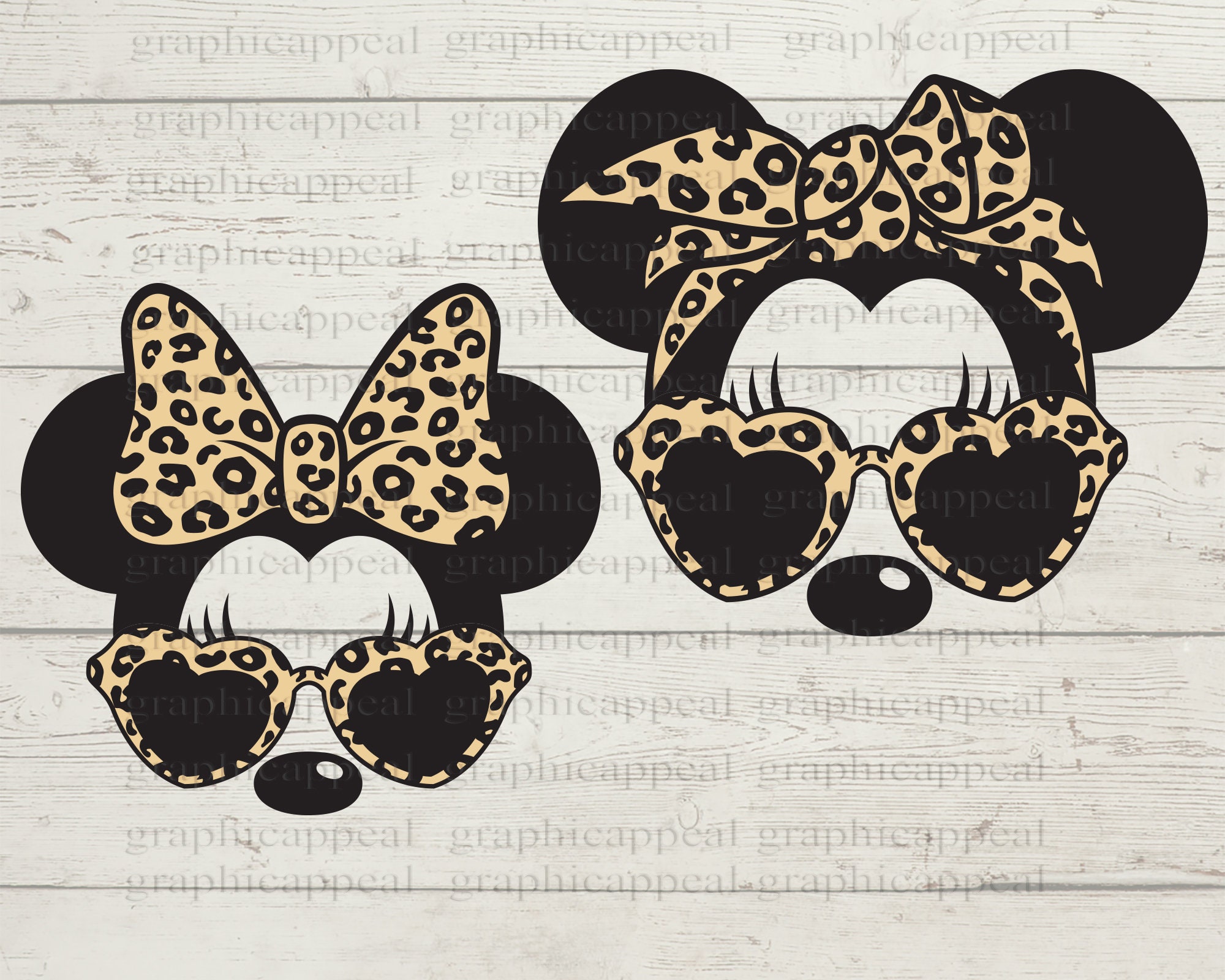 Minnie Bundle Svg Heart Sunglasses Leopard Print Bandana | Etsy