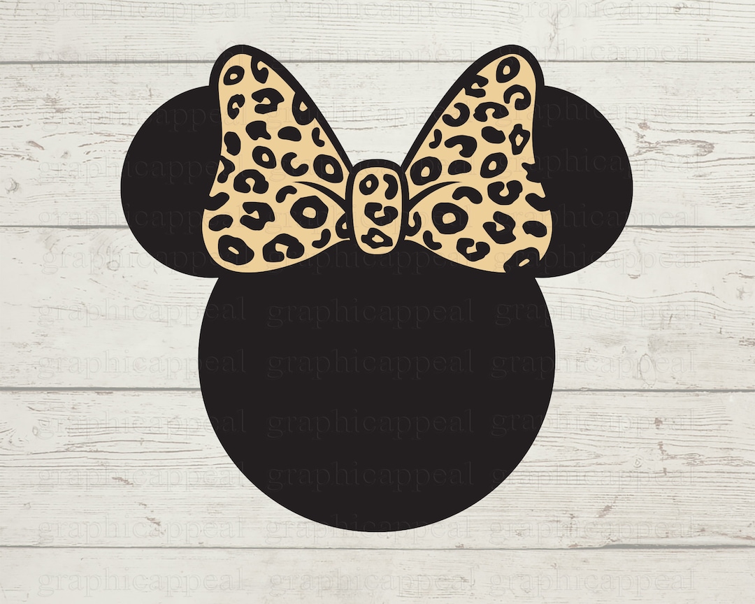 Leopard Print Minnie Head Clipart: Ears & Bow (digital Download) - Etsy