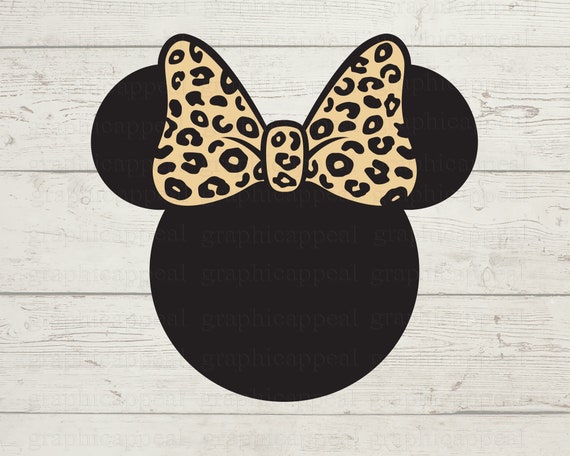 Minnie Clipart Leopard Print Head Ears Icon Bow Digital Etsy