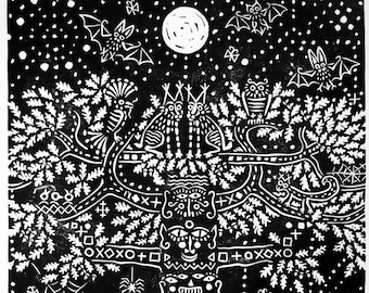 Tree of Life Linocut - Etsy