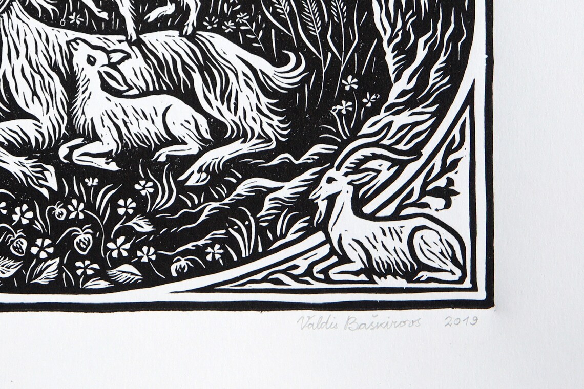 Goat Wall Art. Linocut Print. - Etsy