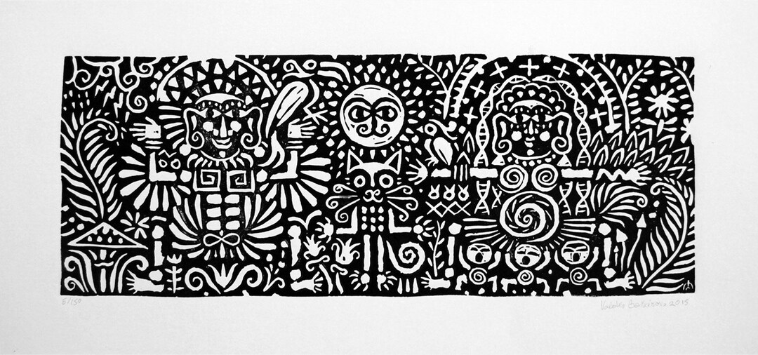 Original Art, Lino Block Print Artwork, Hand Made Relief Printmaking ...