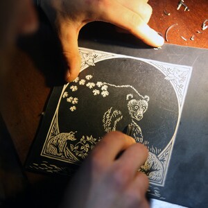 Kitchen Wall Art, Rabbit Family Meal Linocut Print, Rabbits, Bunnies ...