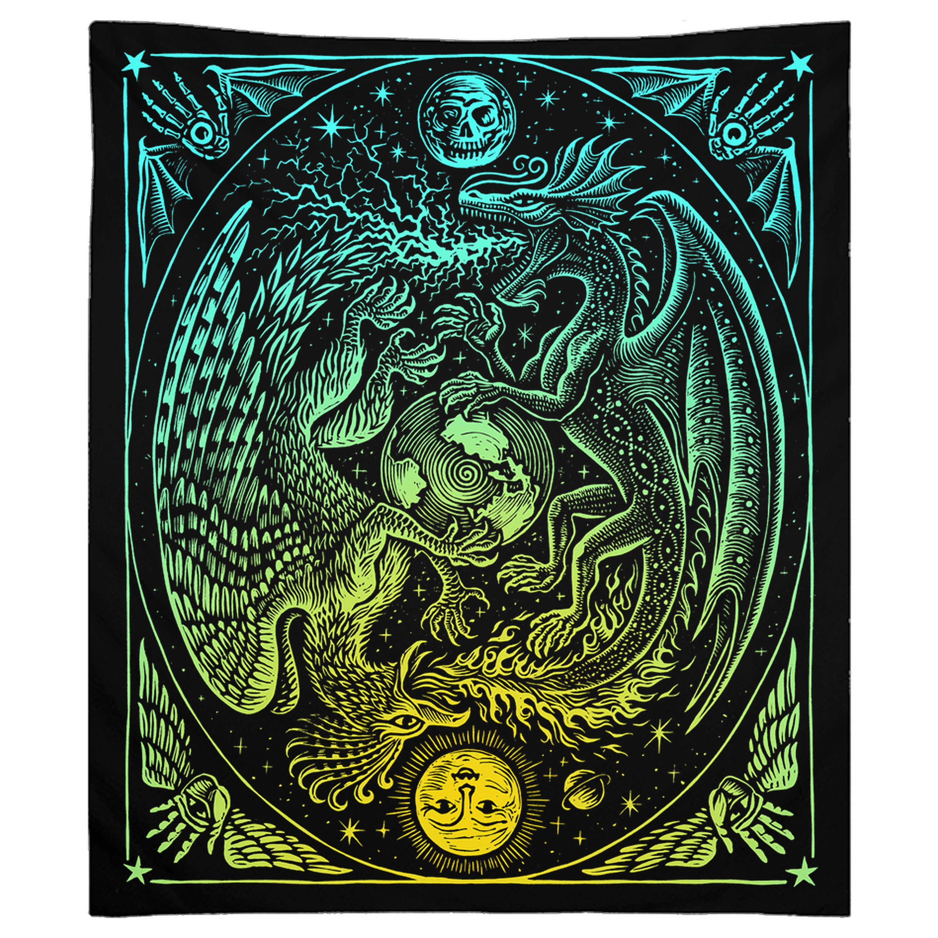 Ouroboros Alchemy Tapestry Dragon Phoenix Occult Celestial - Etsy