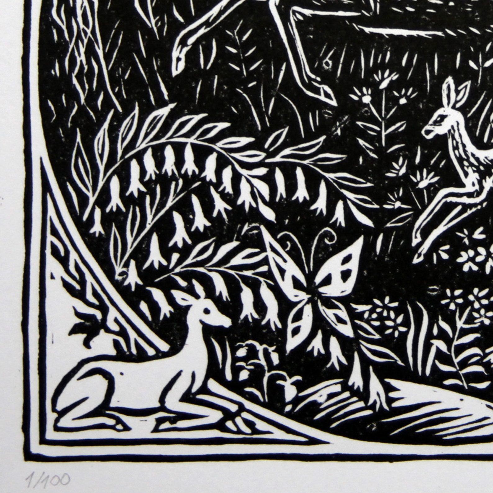 Deer Mama & Fawn Linocut Print. - Etsy