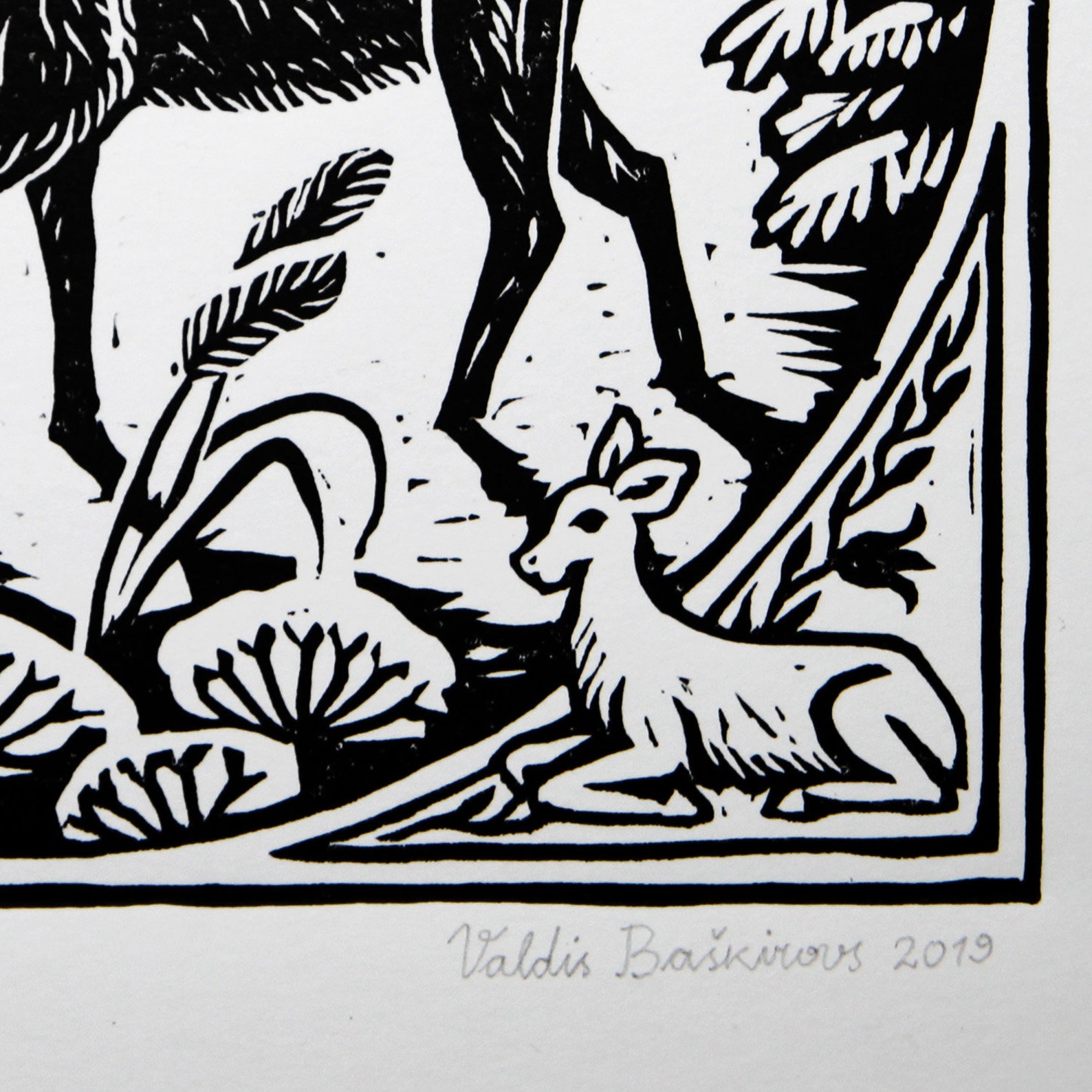 Deer Linocut Print Buck Male Deer Stag in Winter Original - Etsy