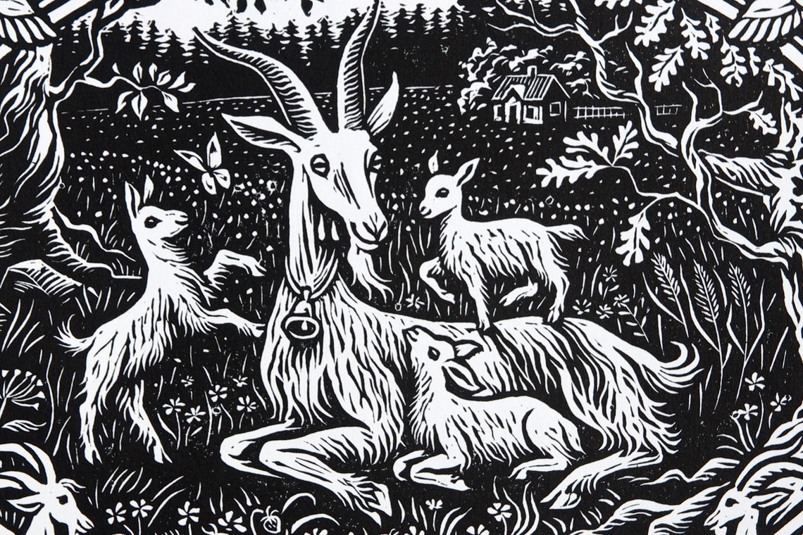 Goat Wall Art. Linocut Print. - Etsy