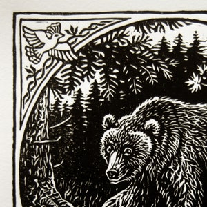 Bear Linocut Print, Linoleum Block Print, Wall Art. - Etsy