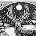 Deer Linocut Print, Buck, Male Deer, Stag in Winter, Original Art ...