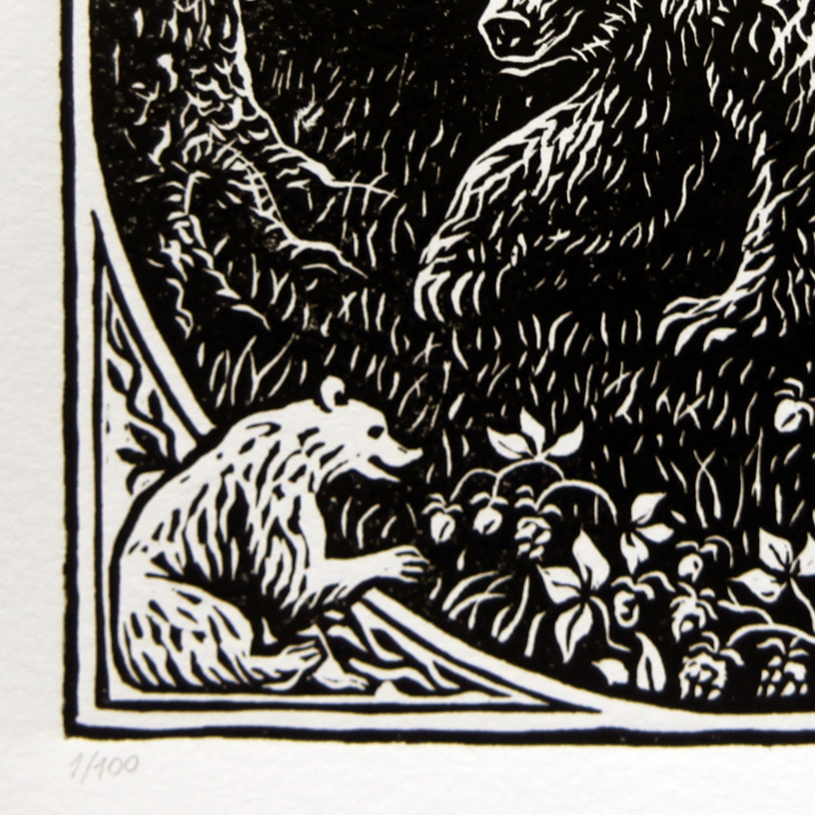 Bear Linocut Print Linoleum Block Print Wall Art. | Etsy