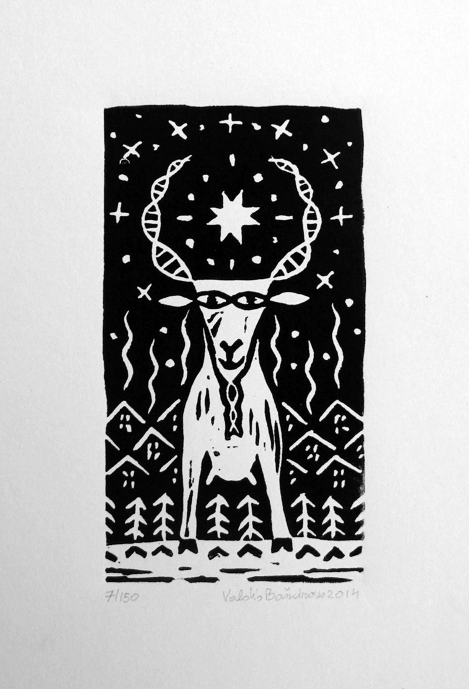 Holy Goat Art Original Linocut Print Goat Lover Gift Small | Etsy