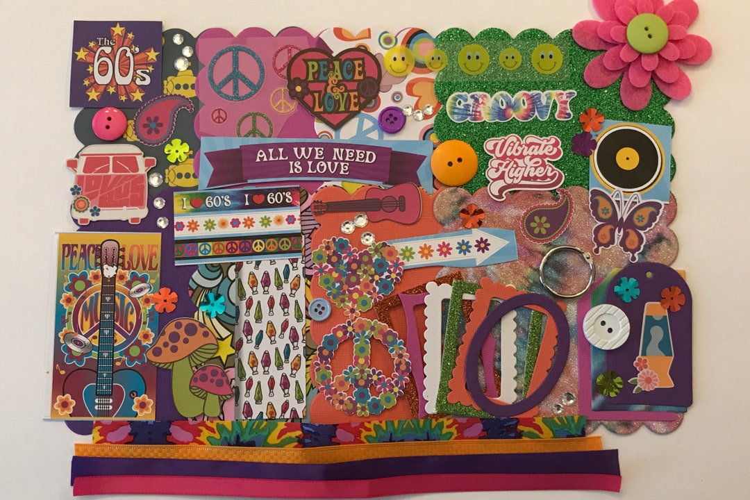 The 1960s 60s Sixties Retro Groovy Custom Chipboard Mini Book Album DIY ...