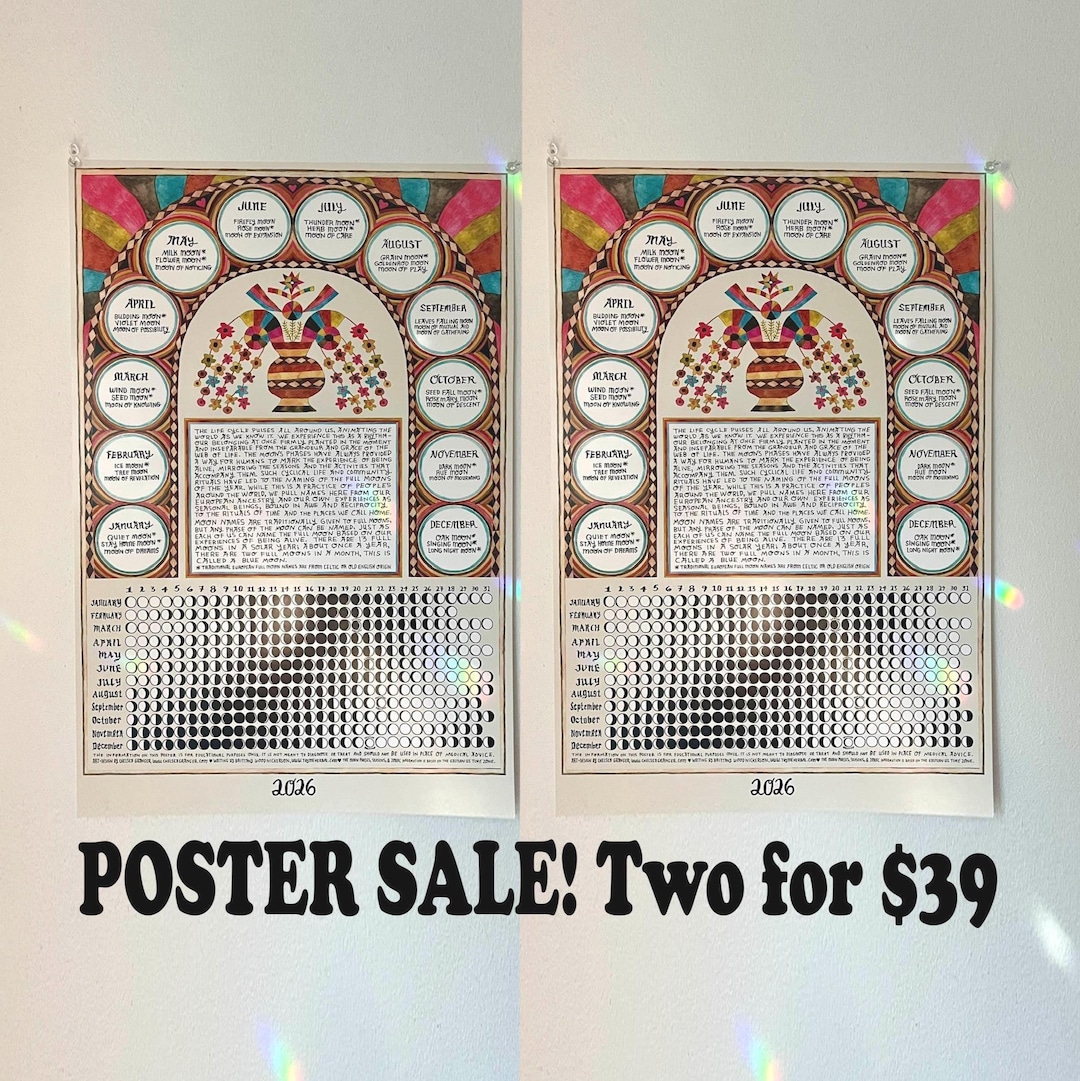 2026 Moon Calendar Poster: Thyme Herbal Collaboration (two Posters) - Etsy