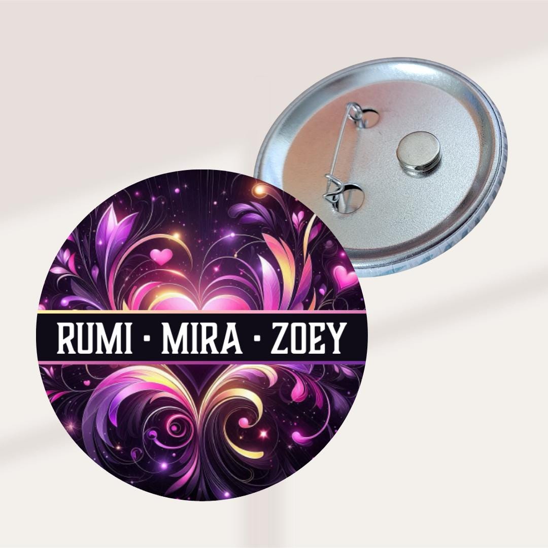 Huntrix Pin | K‑pop Demon Hunters Inspired Pin‑back Button, KPDH ...