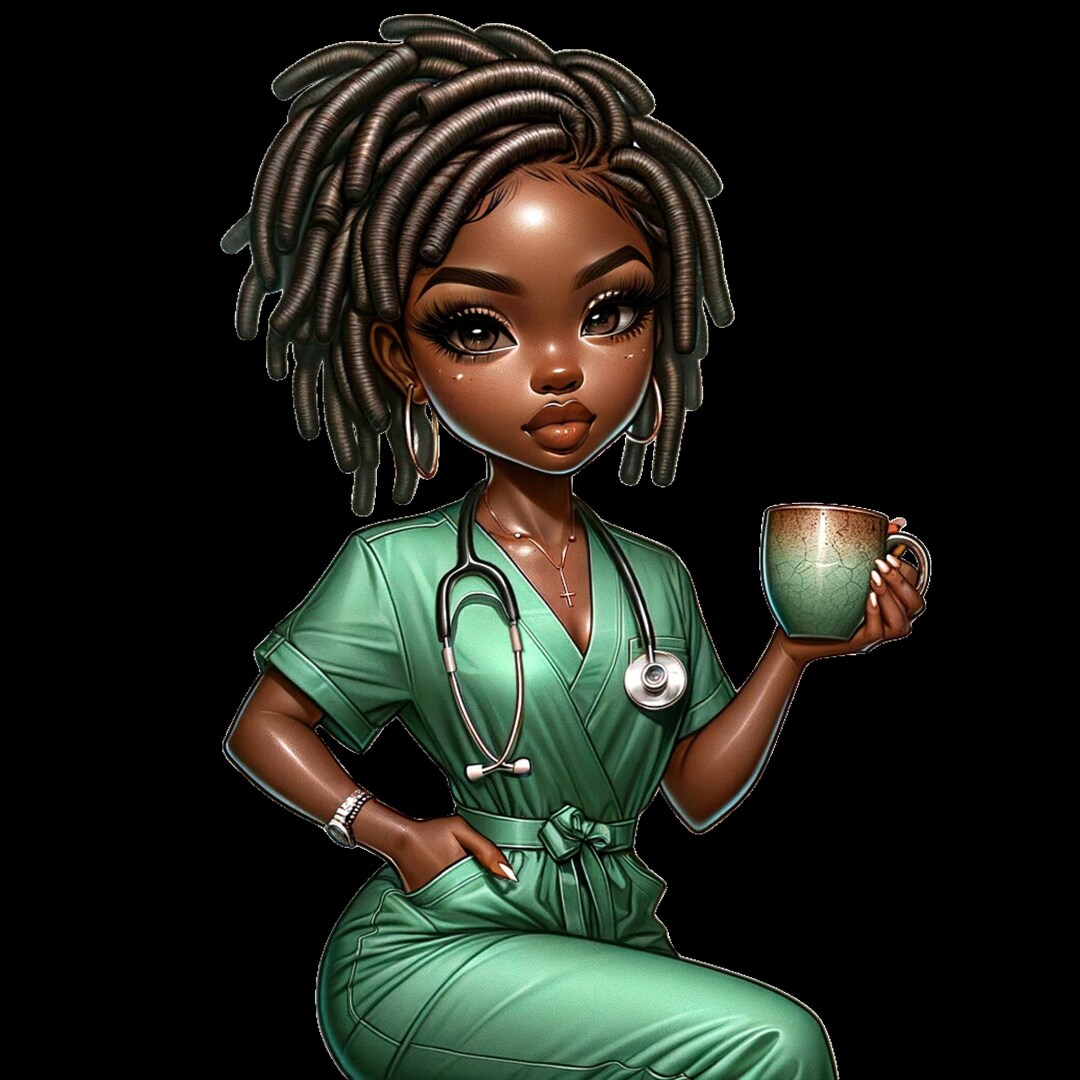 Chibi African American Nurse - Etsy