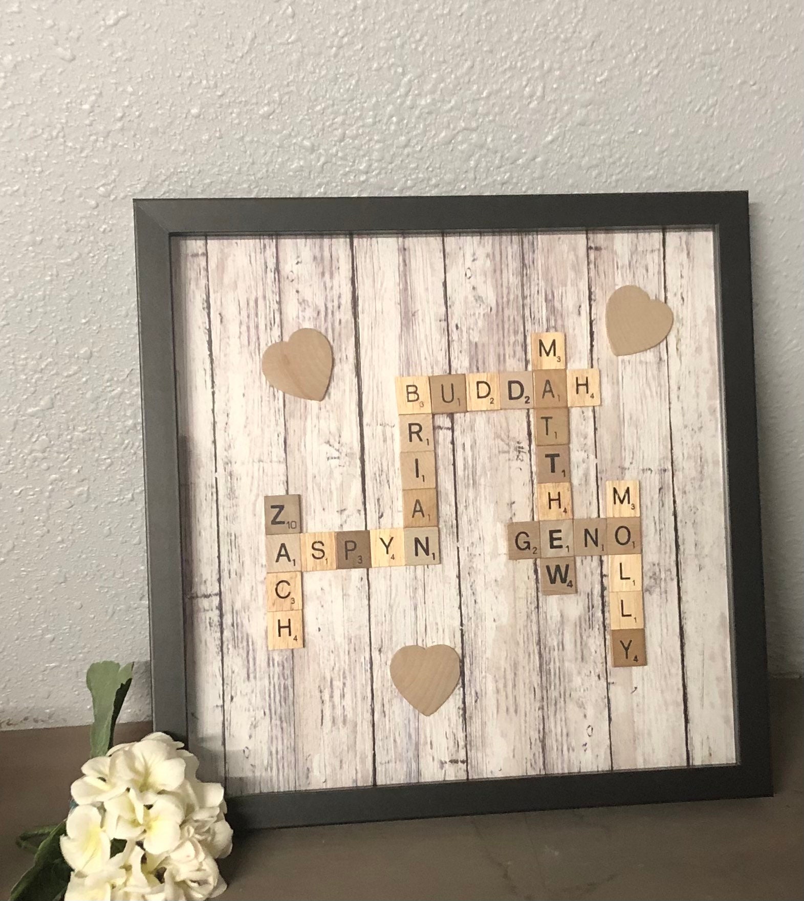 Family frame scrabble wall art personalized frame scrabble | Etsy