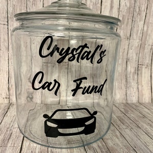 Car Jar Decal, Car Fund Decal, Savings, Permanent Vinyl Decal, Decal ...