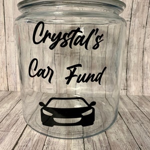 Car Jar Decal, Car Fund Decal, Savings, Permanent Vinyl Decal, Decal ...