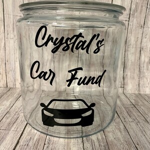 Car Jar Decal, Car Fund Decal, Savings, Permanent Vinyl Decal, Decal ...
