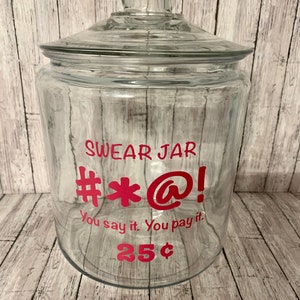 Swear Jar Decal, Swear Jar Savings, Jar Decal, Swear Jar Piggy Bank, Permanent Vinyl Decal ...