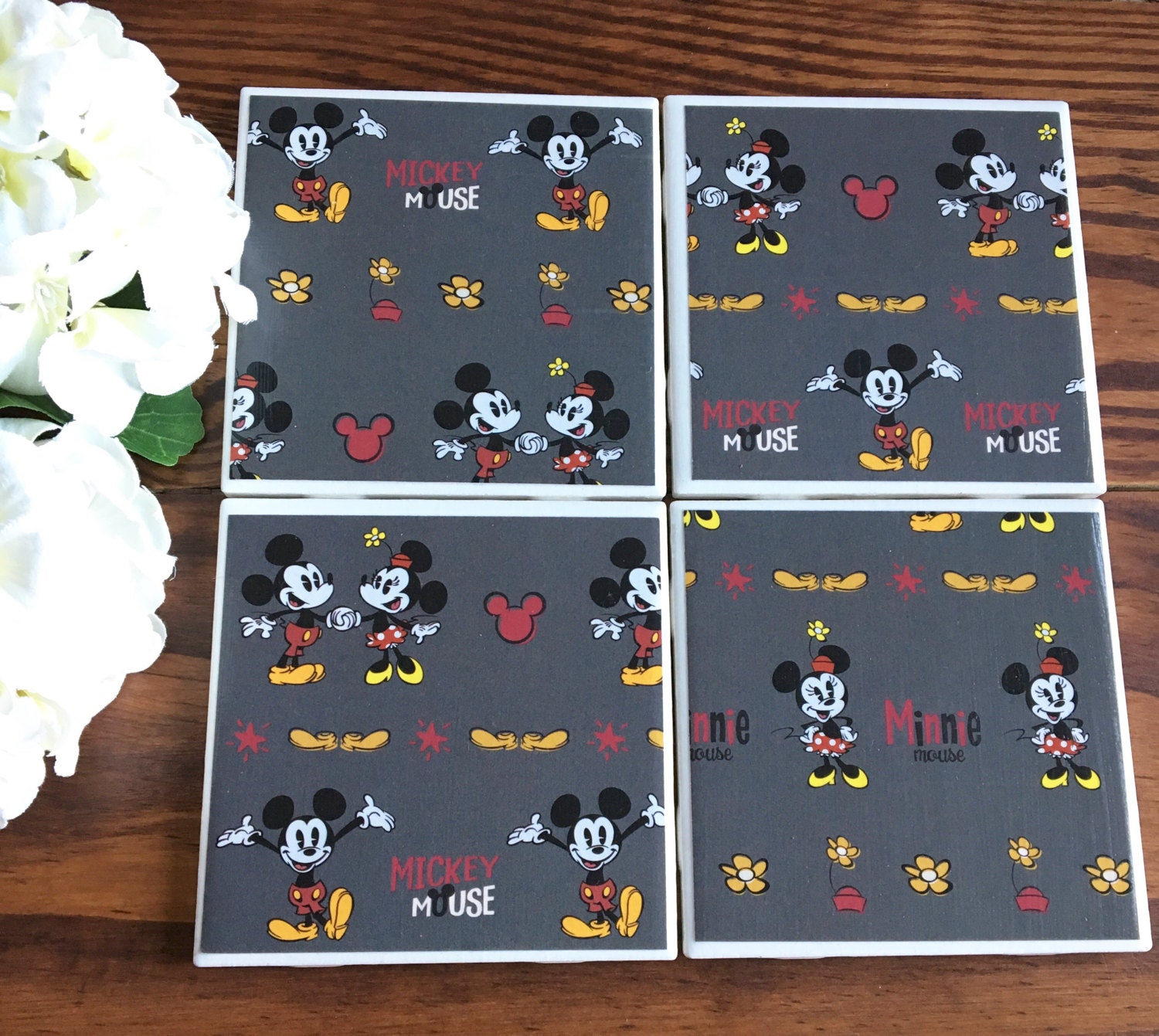 Mickey Mouse Minnie Mouse coasters Disney theme coasters | Etsy