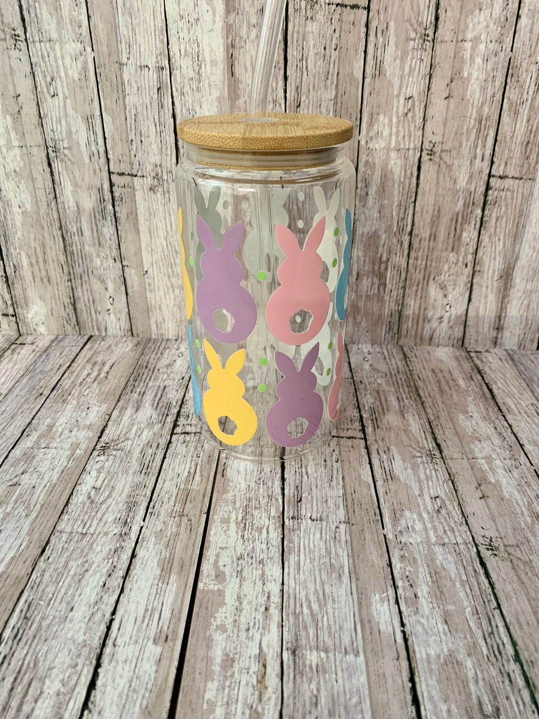 Peep Glass Cup, Easter Iced Coffee Glass, Spring, Easter Egg Glass Cup ...