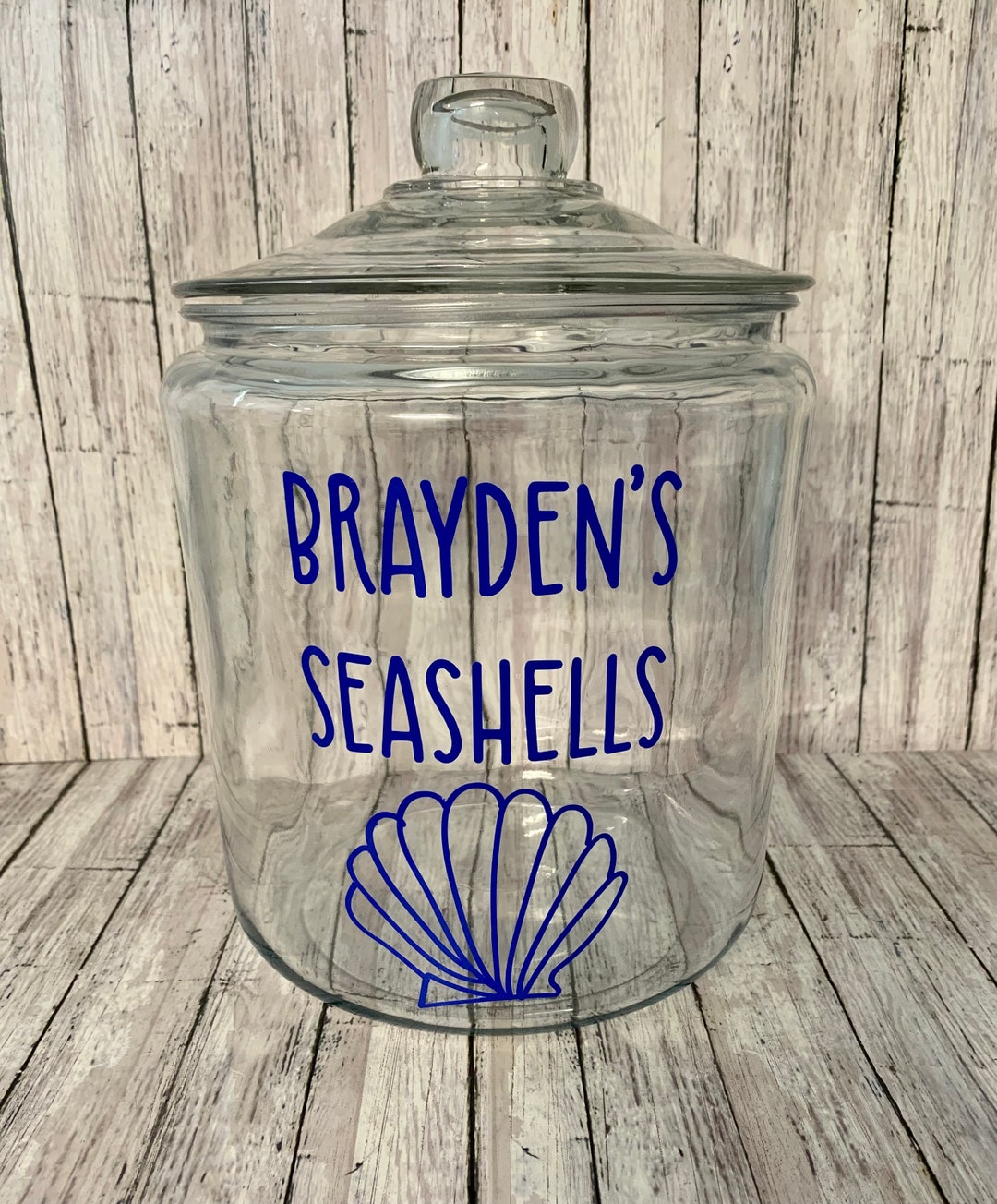 Personalized Seashell Jar Decal, Sea Shell Decal, Jar Decal, Beach ...