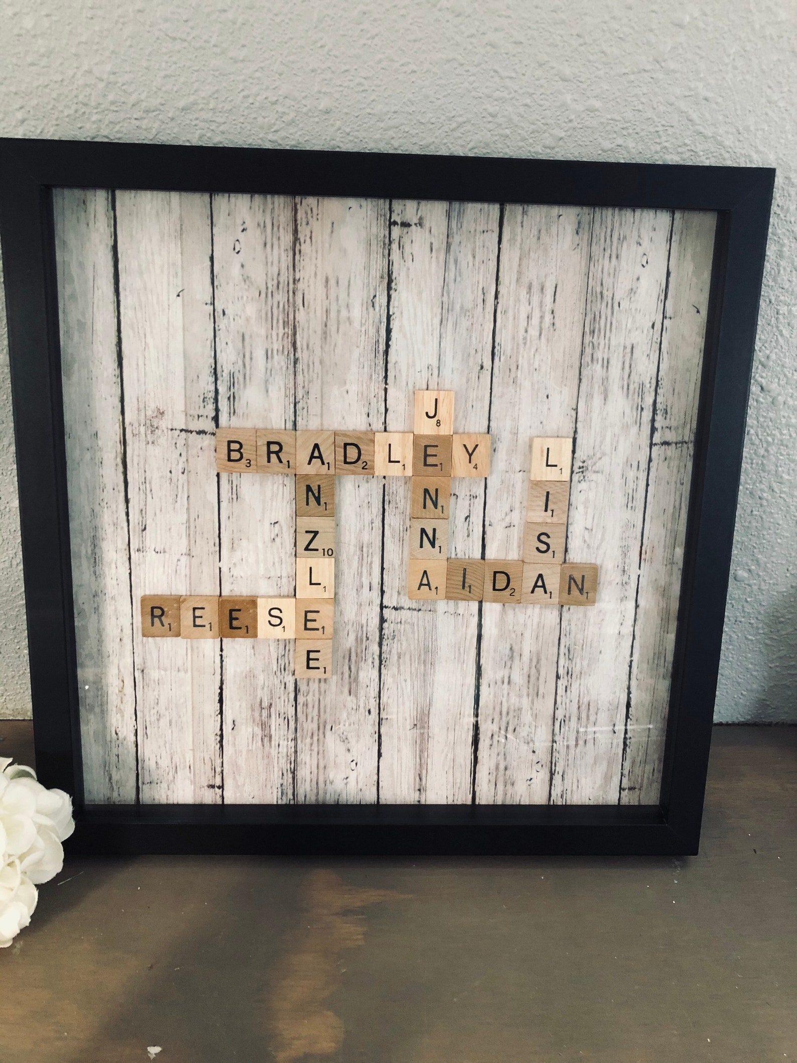 Family frame scrabble wall art personalized frame scrabble | Etsy