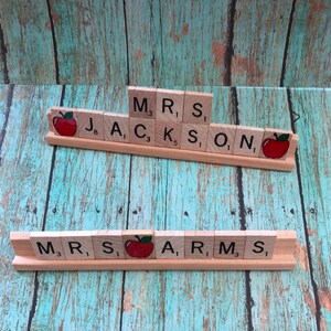 Personalized Scrabble Name Plate, Teacher Name Plate, Teacher ...