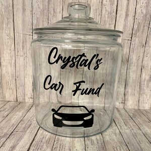 Car Jar Decal, Car Fund Decal, Savings, Permanent Vinyl Decal, Decal ...