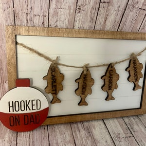 Hooked on Dad Personalized Sign, Wooden Sign, Fathers Day Gift, Fishing ...