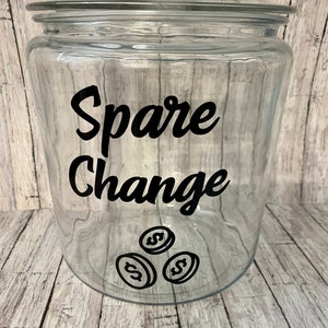 Spare Change Decal, Money Jar Label Decal, Jar Decal, Keep the Change ...