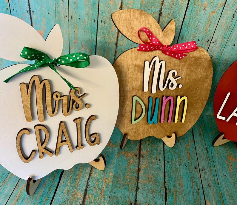 Personalized Desktop Teacher Apple Sign Teacher Appreciation - Etsy