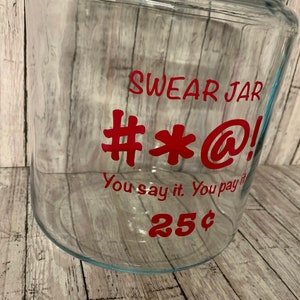 Swear Jar Decal, Swear Jar Savings, Jar Decal, Swear Jar Piggy Bank, Permanent Vinyl Decal ...
