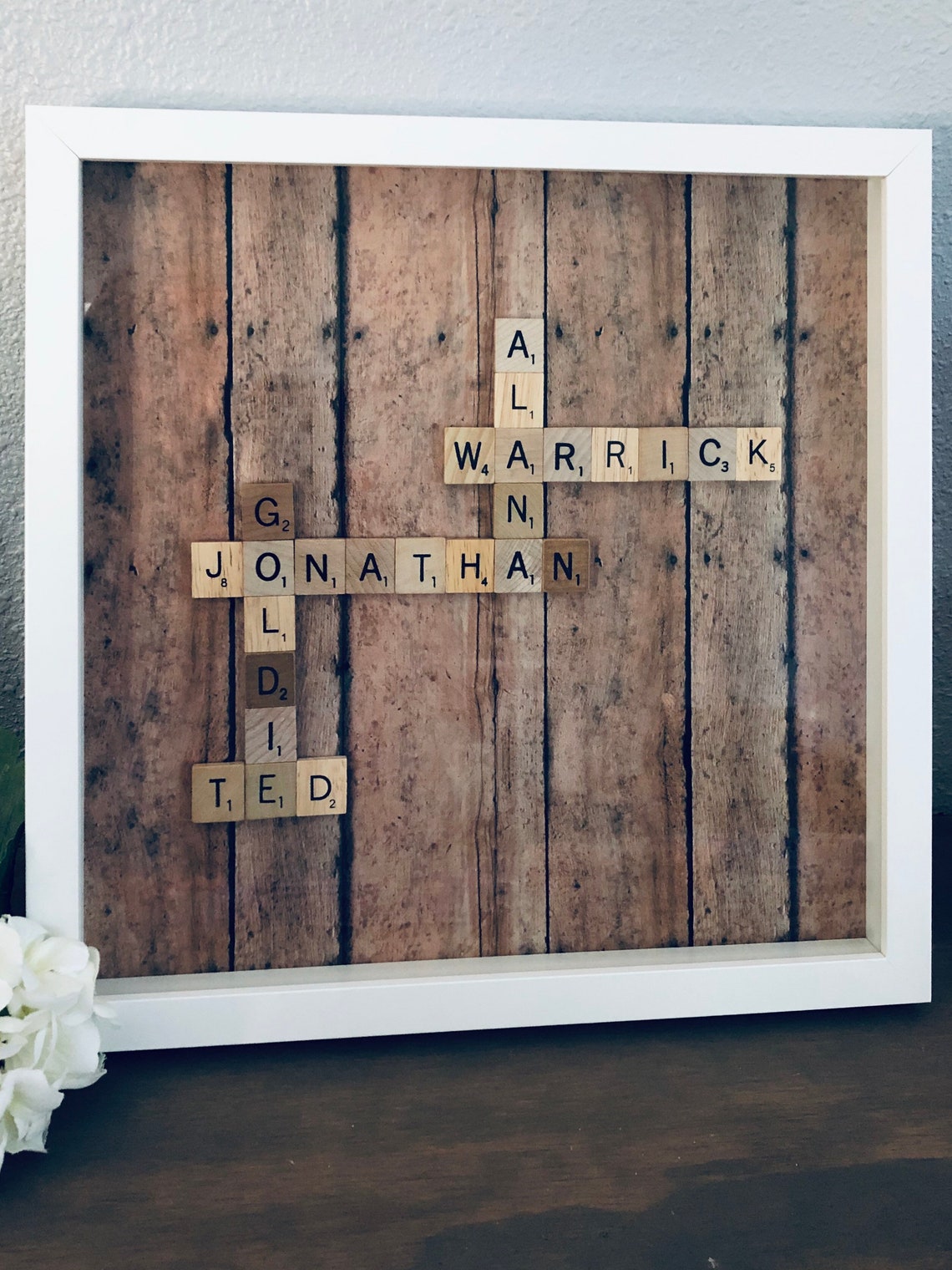 Family frame scrabble wall art personalized frame scrabble | Etsy