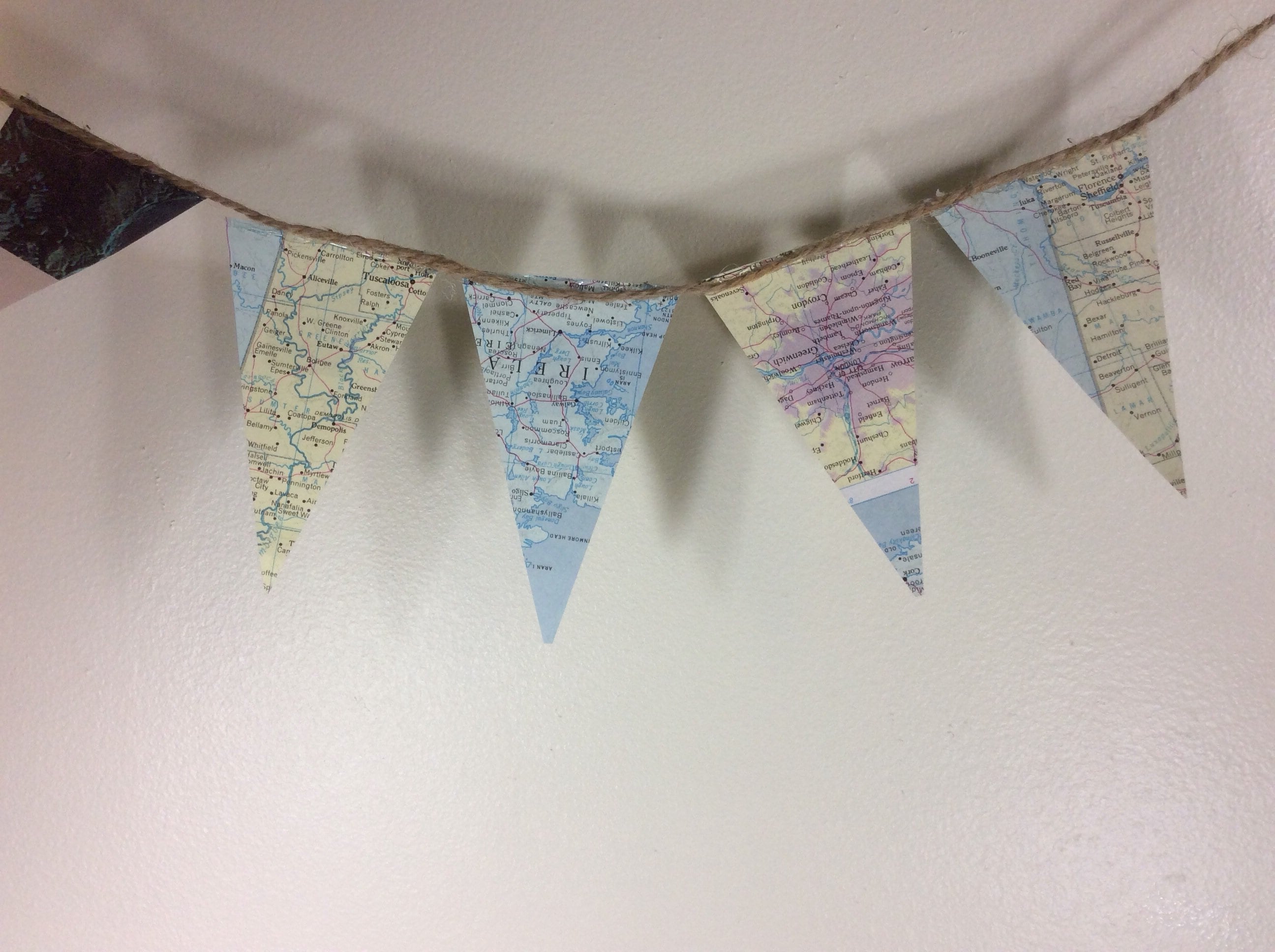 Party prop garland bunting vintage maps travel decor | Etsy