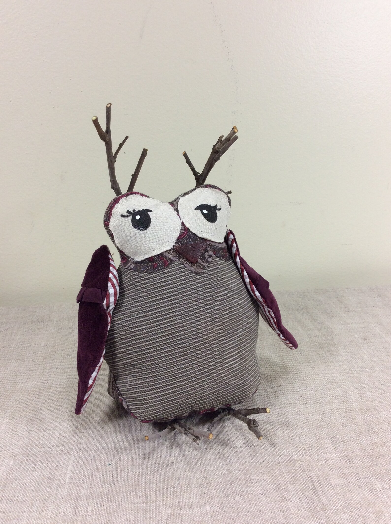 Plush Velvet Owl Twig Ears Decor 6 Rustic Woodland - Etsy